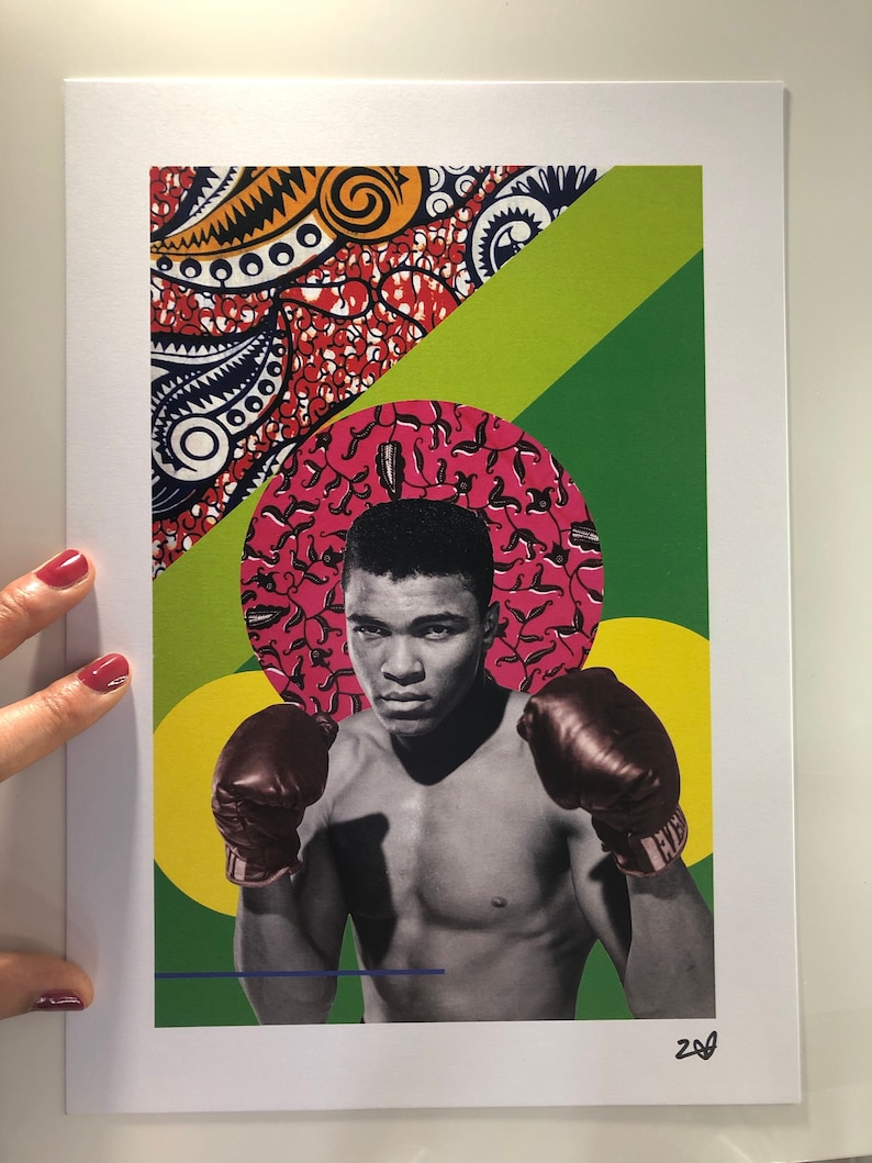 Muhammad Ali A4 / A3 Print African Fabric Collage Boxing - Etsy