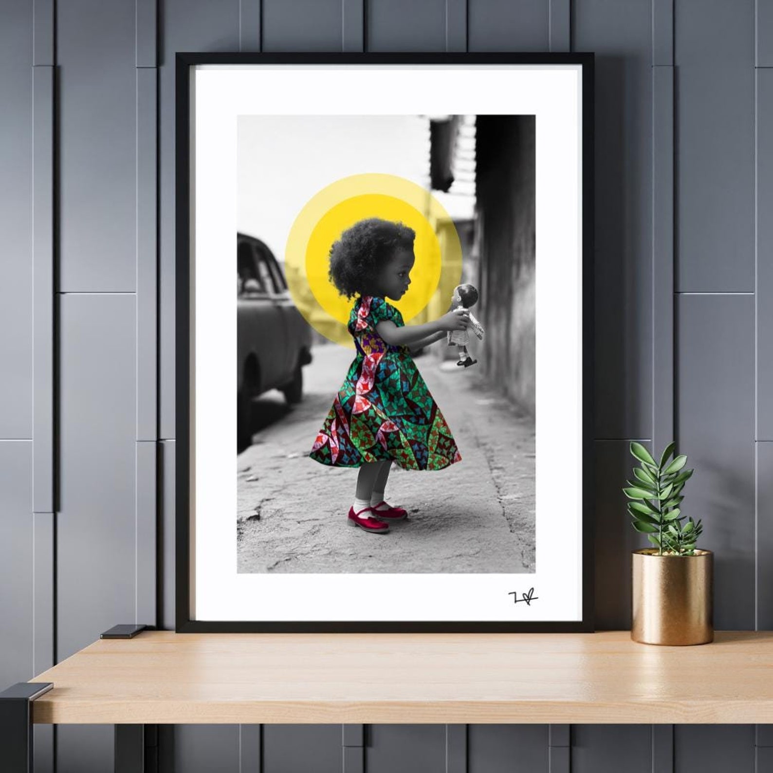 African Art Print: 'reflection Unfound' - Girl With Doll, Black Art ...