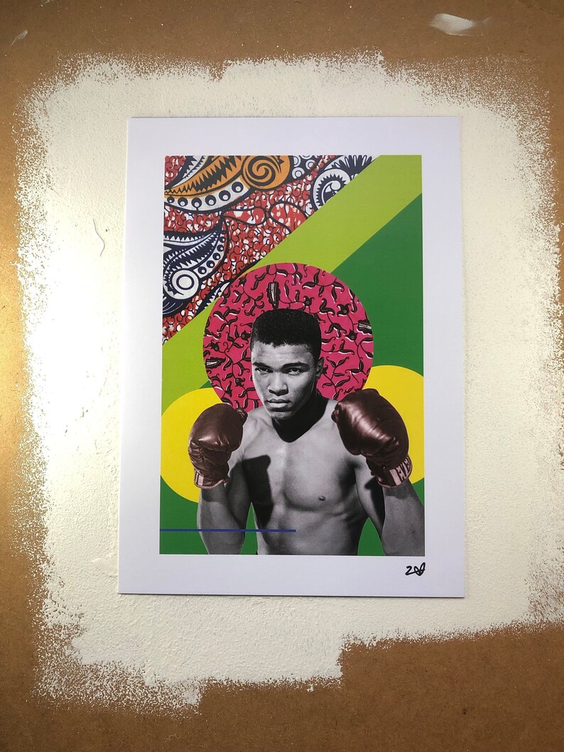 Muhammad Ali A4 / A3 Print African Fabric Collage Boxing - Etsy