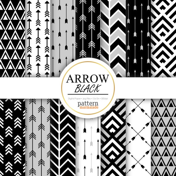 SALE ARROW Black Digital Paper Pattern Seamless Arrow - Etsy