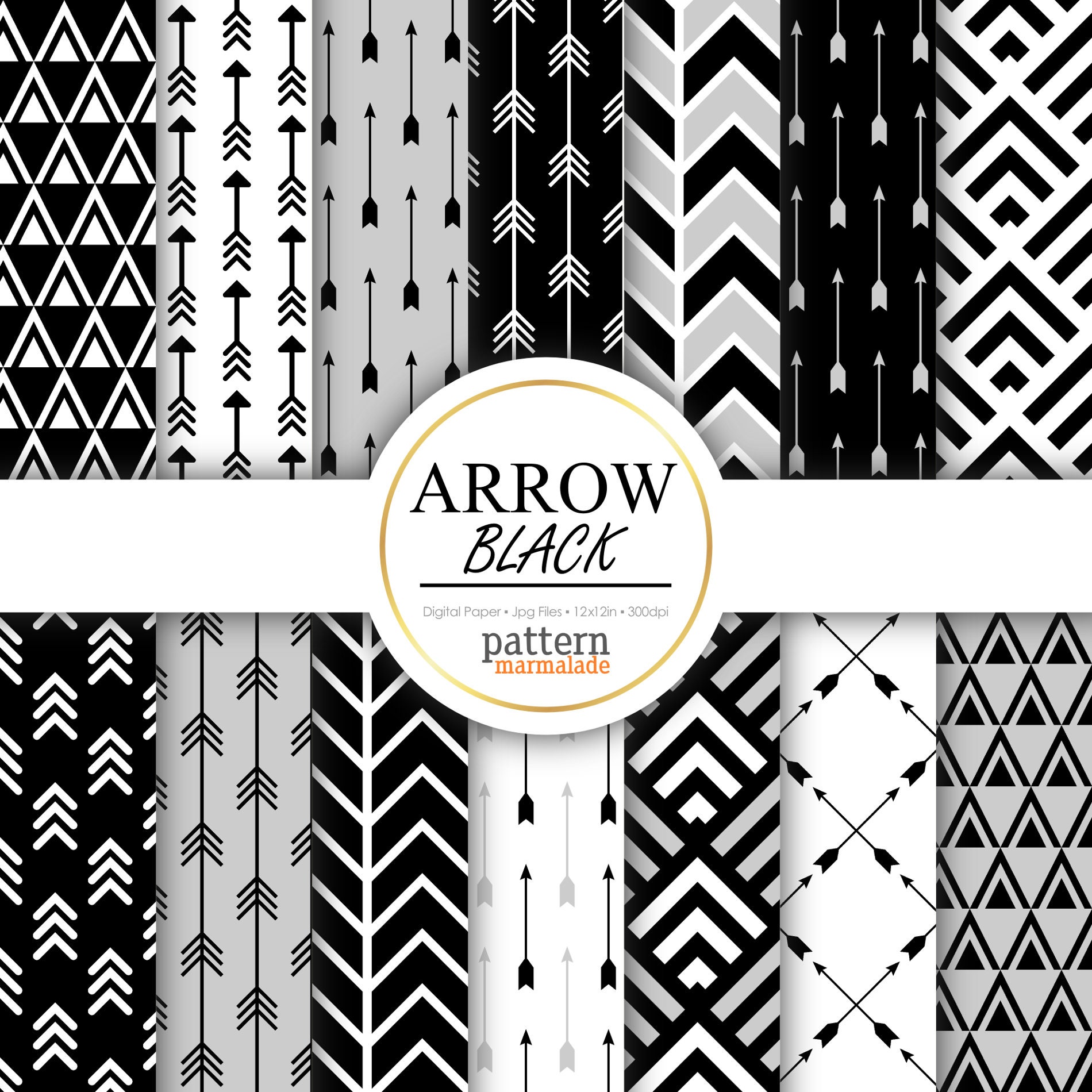 SALE ARROW Black Digital Paper Pattern - Seamless Arrow Pattern for ...