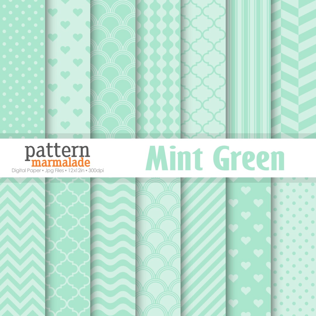 SALE Mint Green Digital Paper Pattern Polka - Etsy