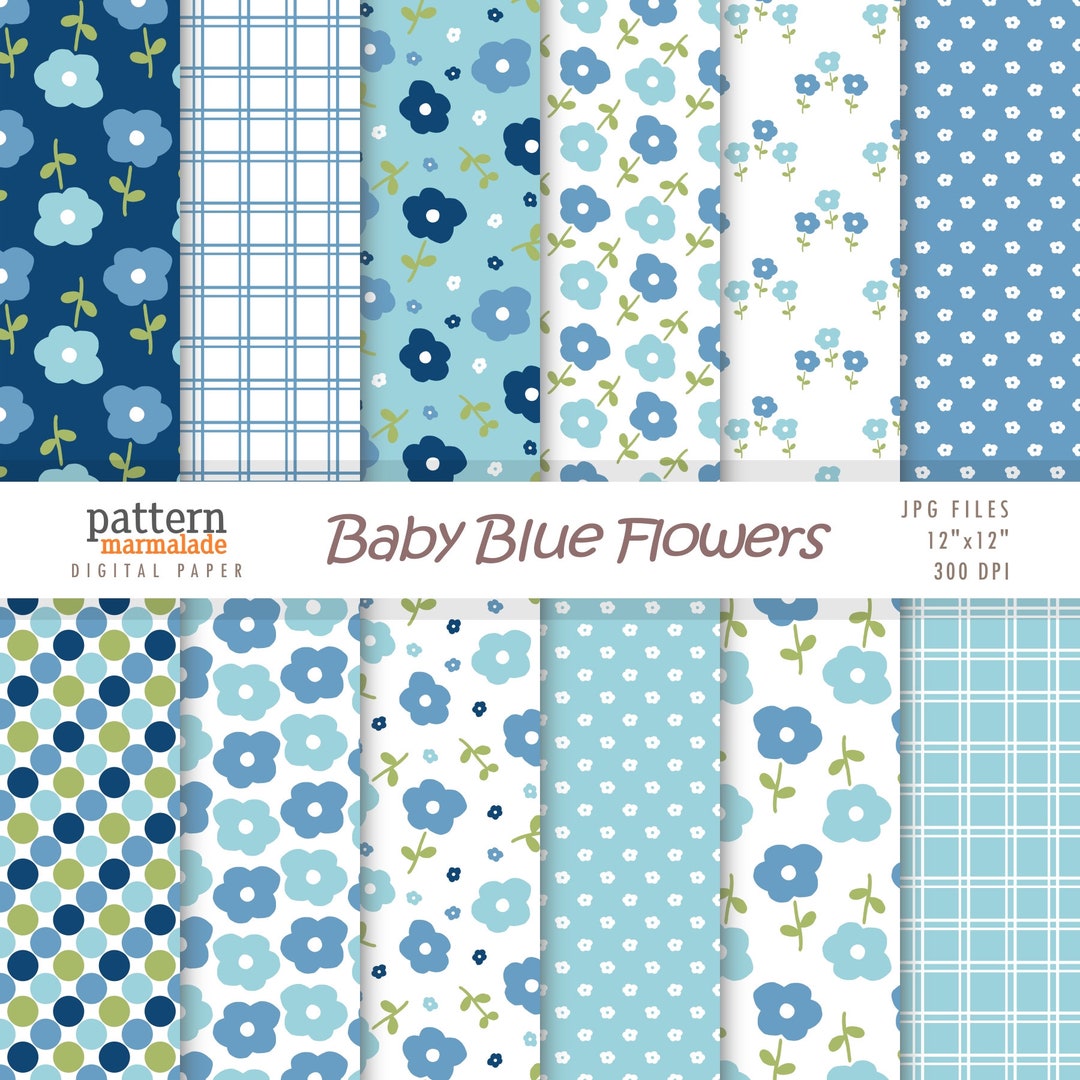 SALE Baby Blue Flowers Flowers Pattern for Personal and Small ...