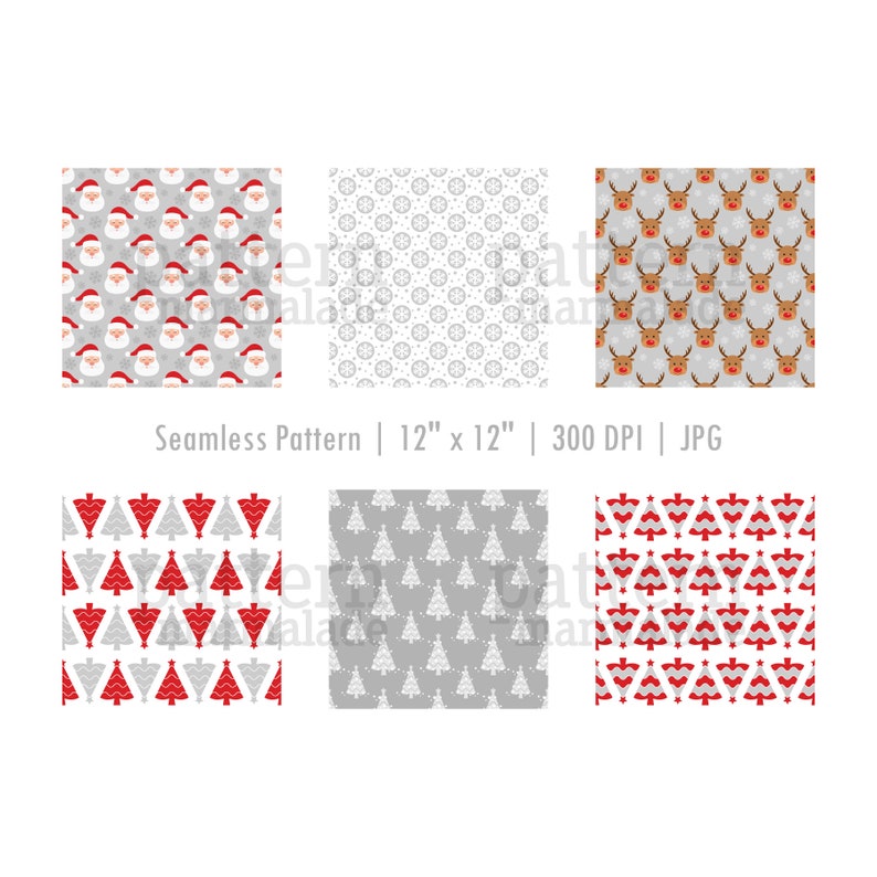 SALE Merry Christmas Digital Paper Pattern - Christmas Tree/santa ...