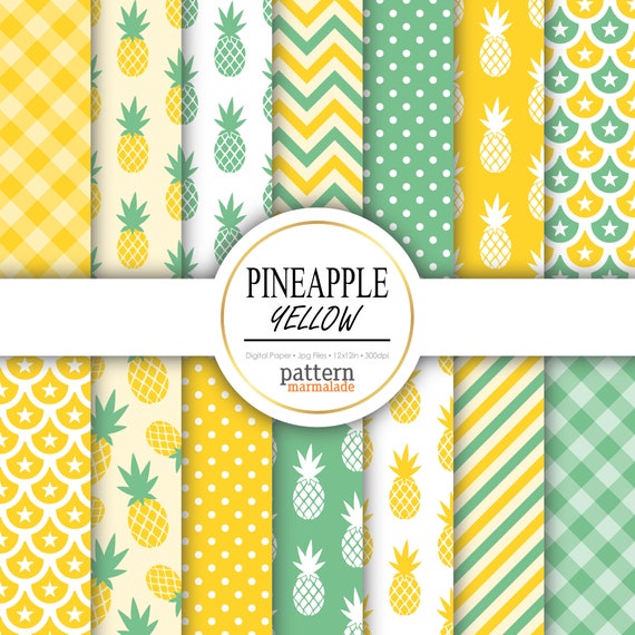 SALE Pineapple Yellow Digital Paper Pattern Seamless - Etsy