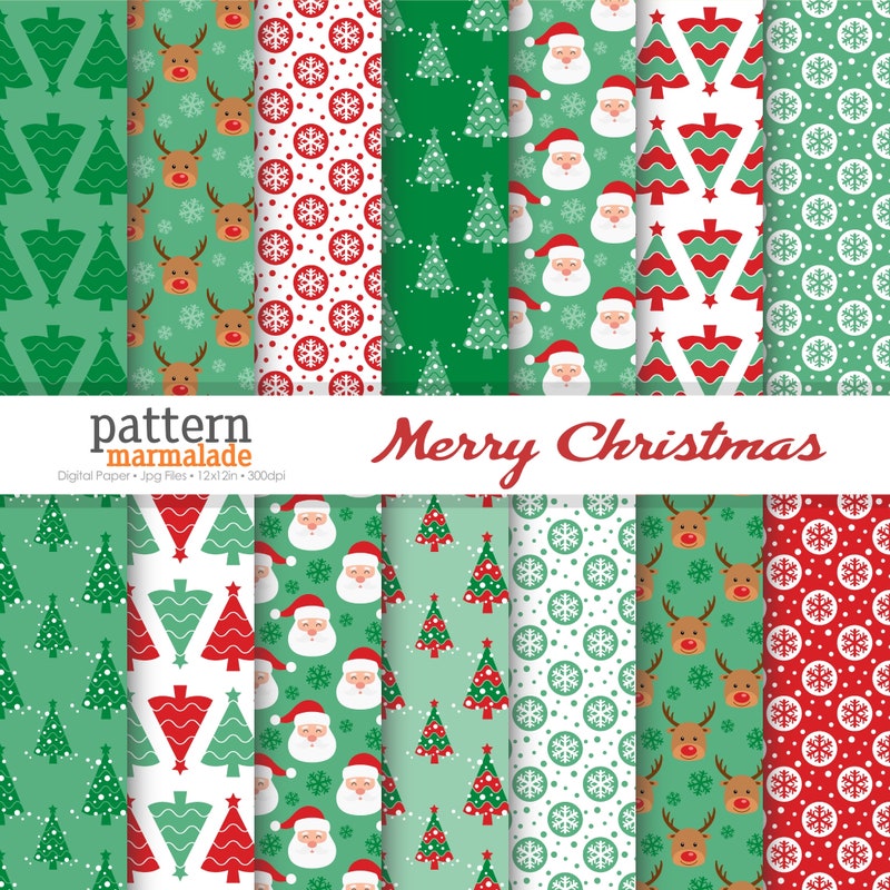 Christmas Digital Paper - Etsy