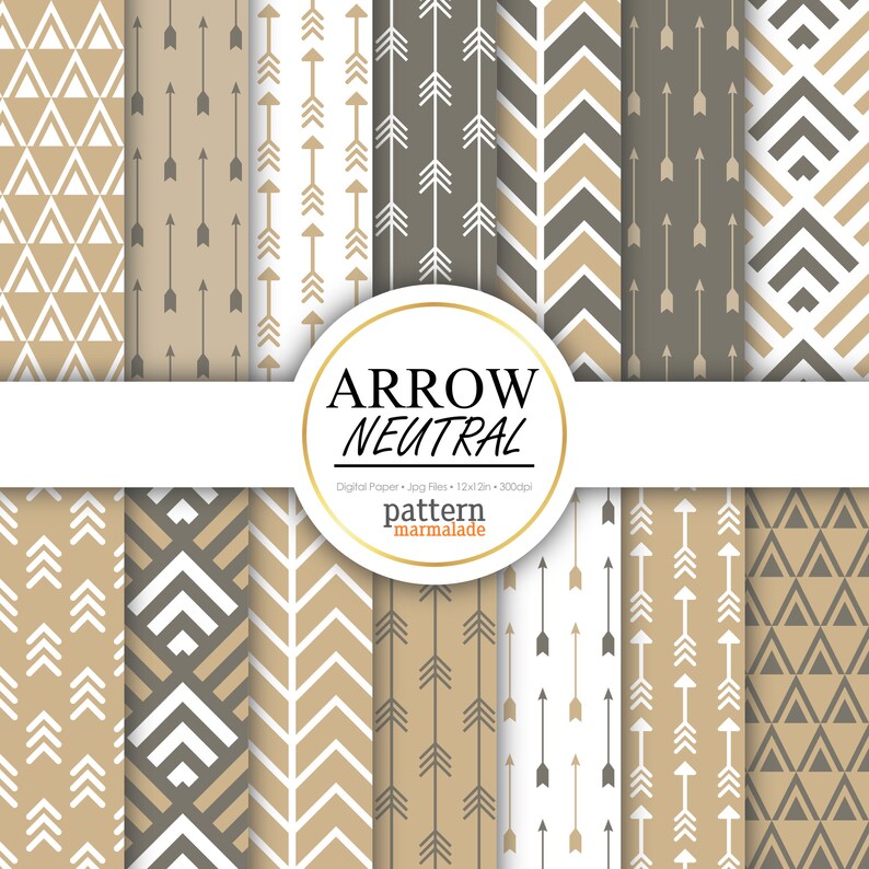 SALE ARROW Neutral Digital Paper Pattern - Seamless Arrow Pattern for ...