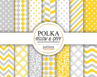 Yellow Grey Chevron | Etsy