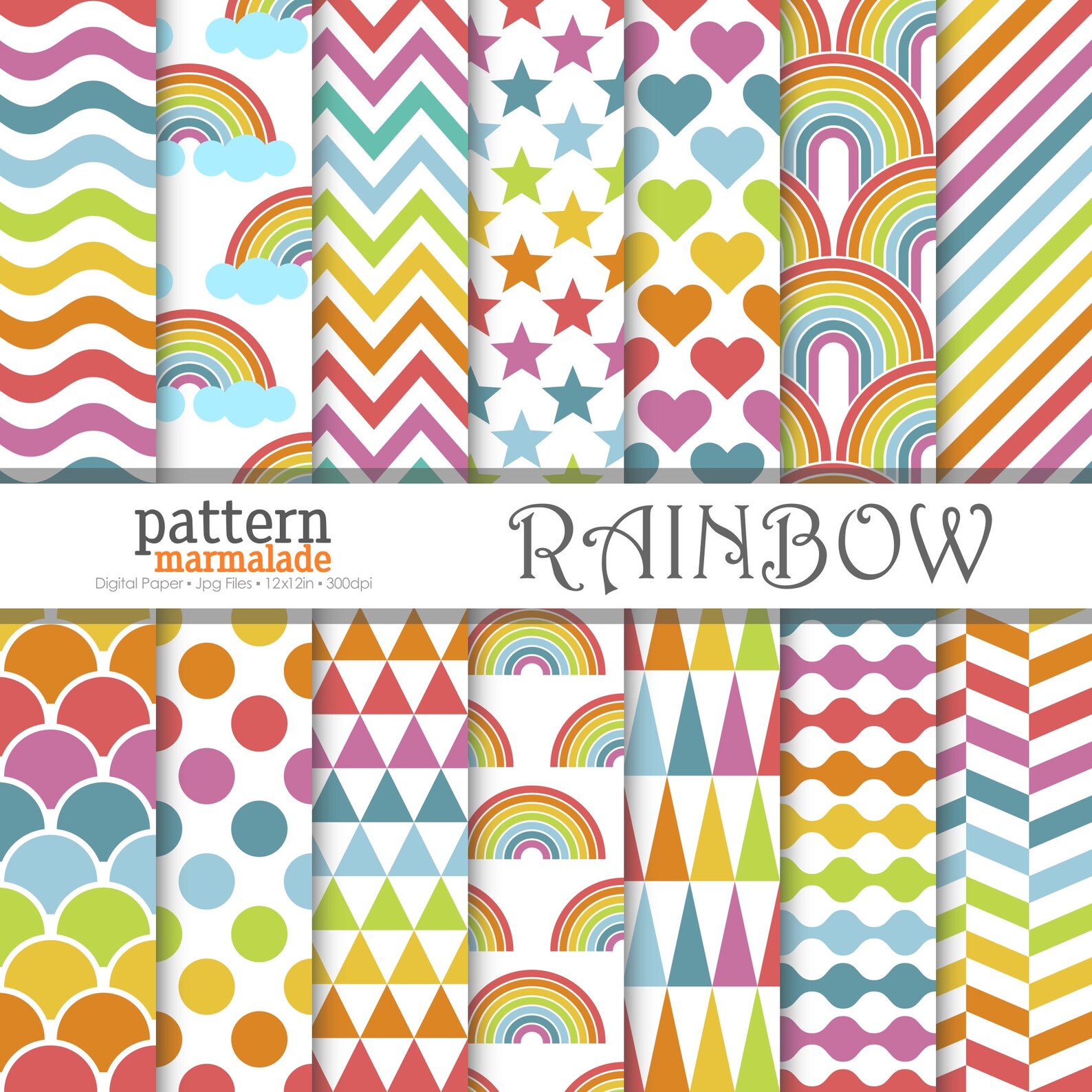 SALE Rainbow Pastel Digital Paper - Rainbow Pastel Red Orange Yellow ...