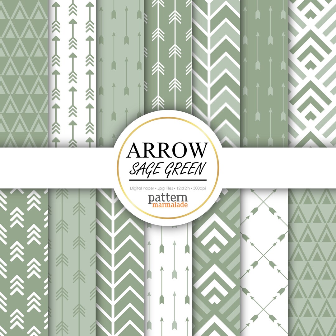 SALE ARROW Sage Green Digital Paper Seamless Arrow Pattern for Personal ...