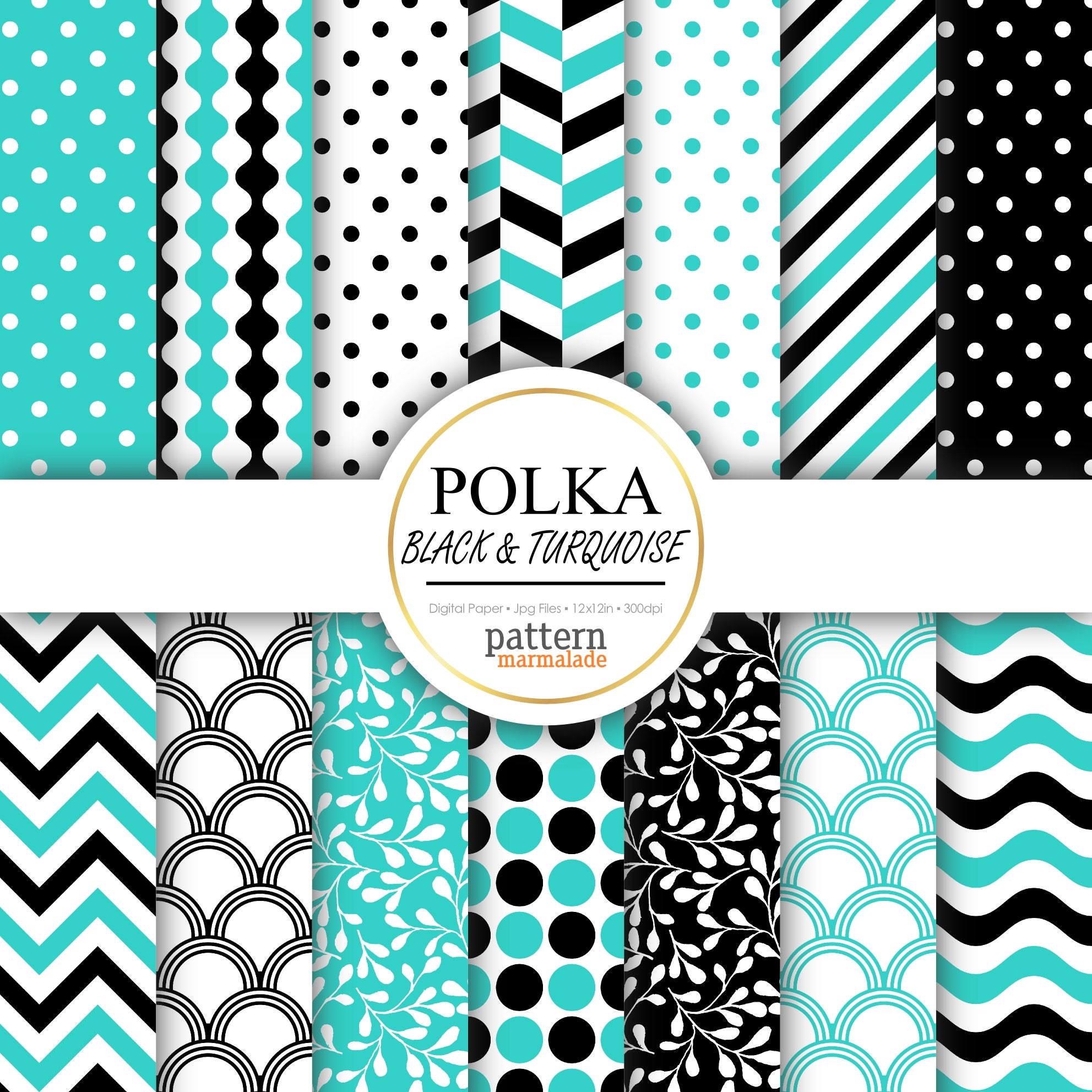 Black White Turquoise Chevron Pattern
