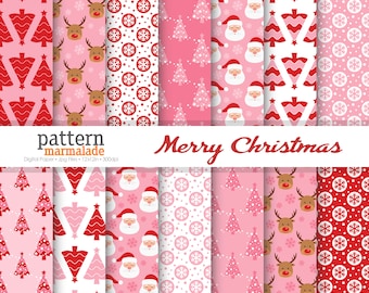 Christmas WATERCOLOR Digital Paper Red Green White Watercolor - Etsy