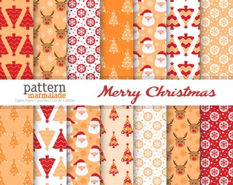 SALE Merry Christmas Digital Paper Pattern Christmas Tree/santa ...
