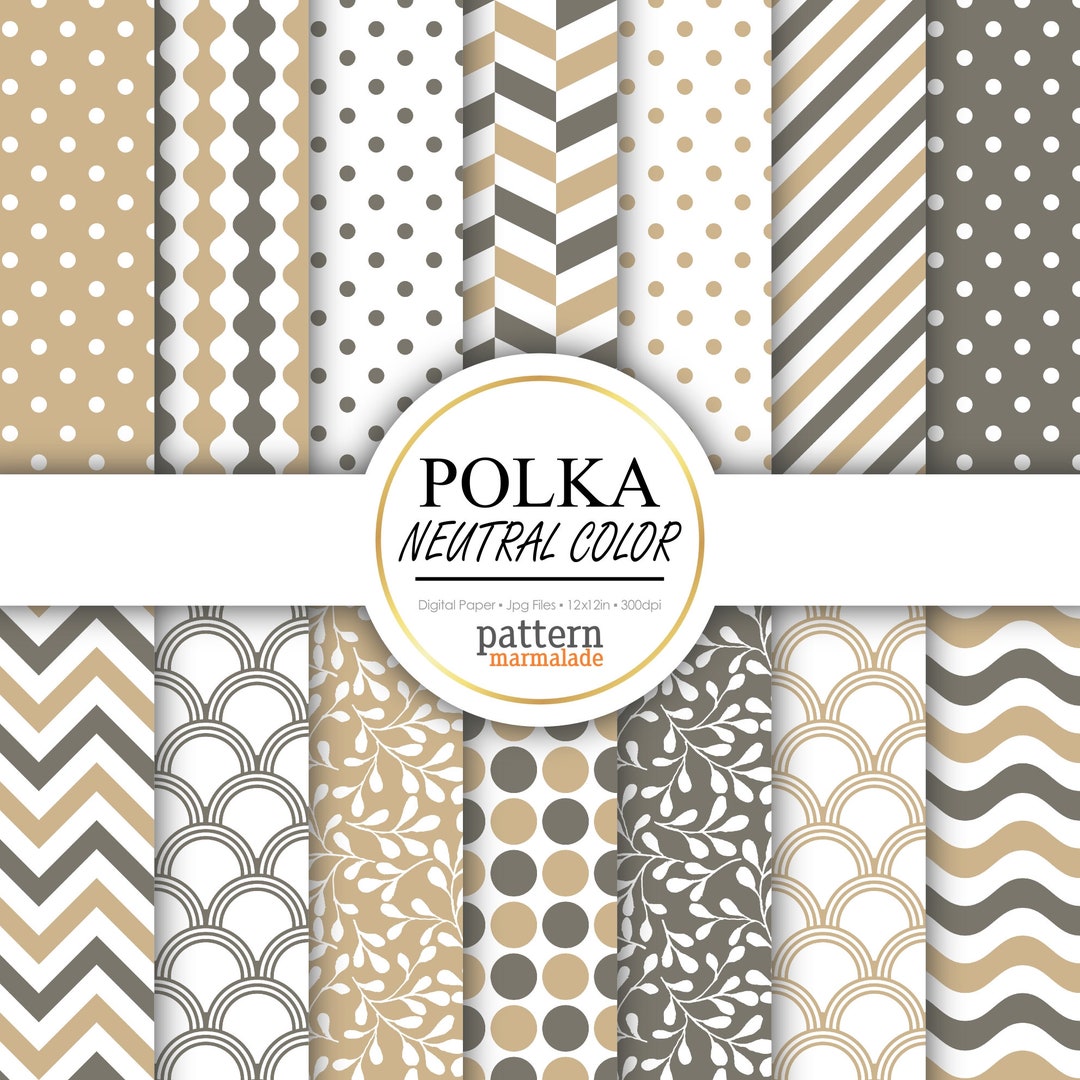 SALE Polka Neutral Digital Paper Pattern - Chevron/wave/stripe/scallop ...