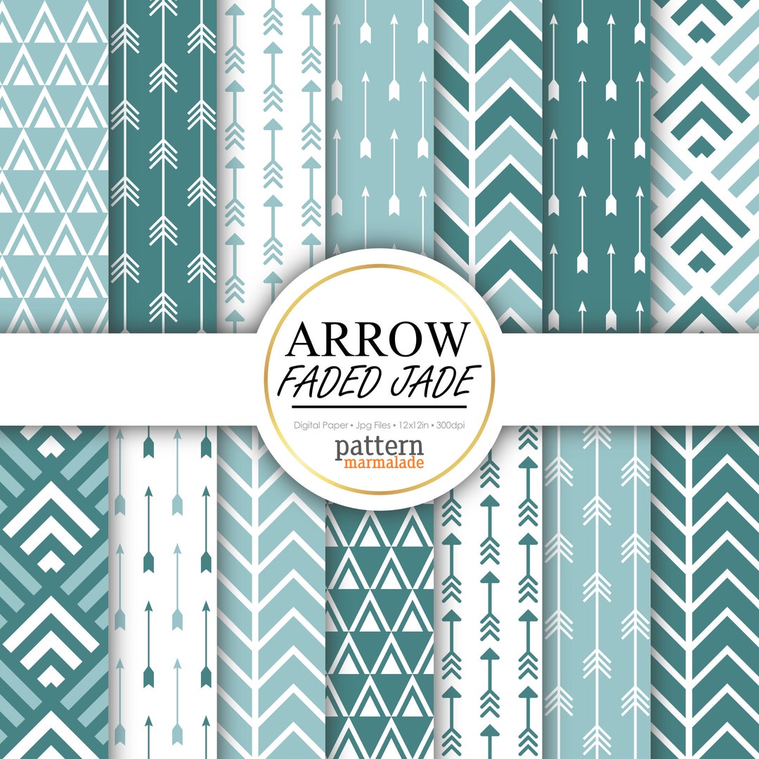 SALE Arrow Faded Jade Digital Paper Pattern - Seamless Arrow Pattern ...
