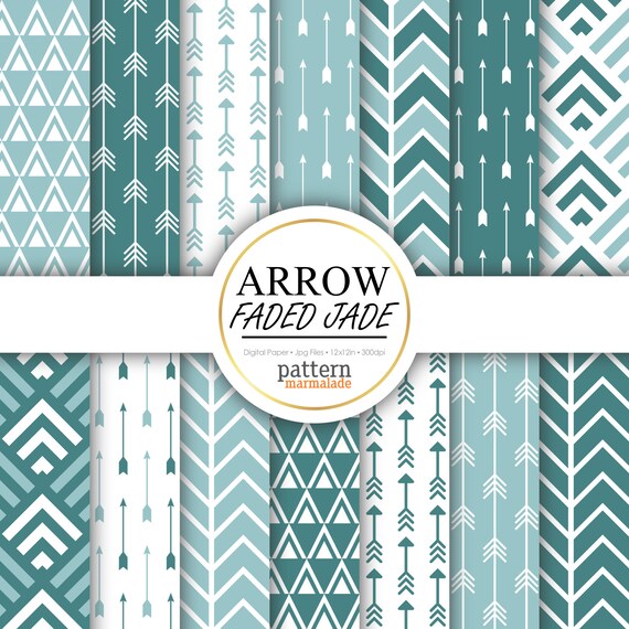 SALE Arrow Faded Jade Digital Paper Pattern Seamless Arrow | Etsy