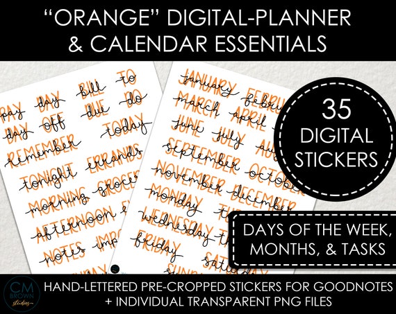 Hand Lettered Digital Planner and Calendar Stickers Goodnotes - Etsy