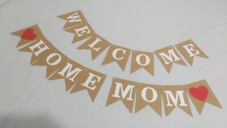 Welcome home Mom homecoming banner/tissue paper tassel | Etsy