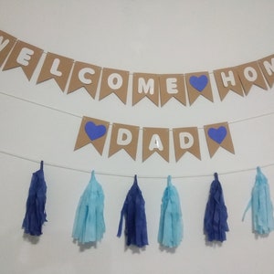 Welcome Home Dad, Homecoming Party Banner/tissue Paper Tassel Garland ...