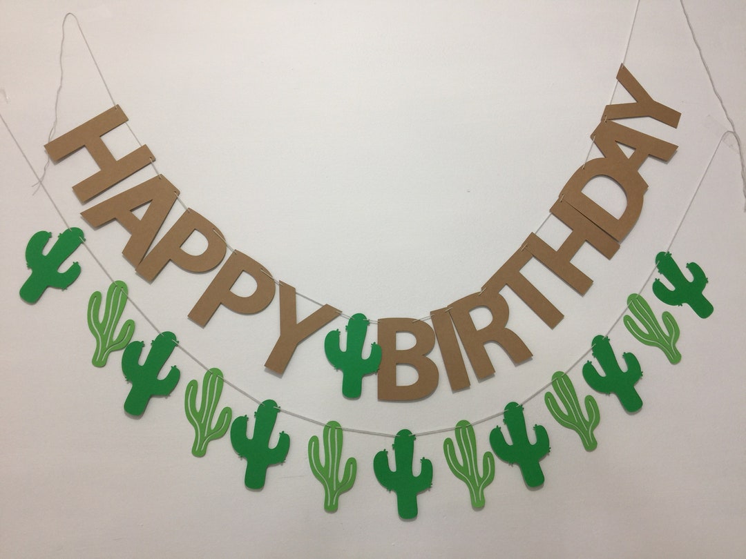 Cactus Theme Happy Birthday Banner Mens Birthday Party - Etsy