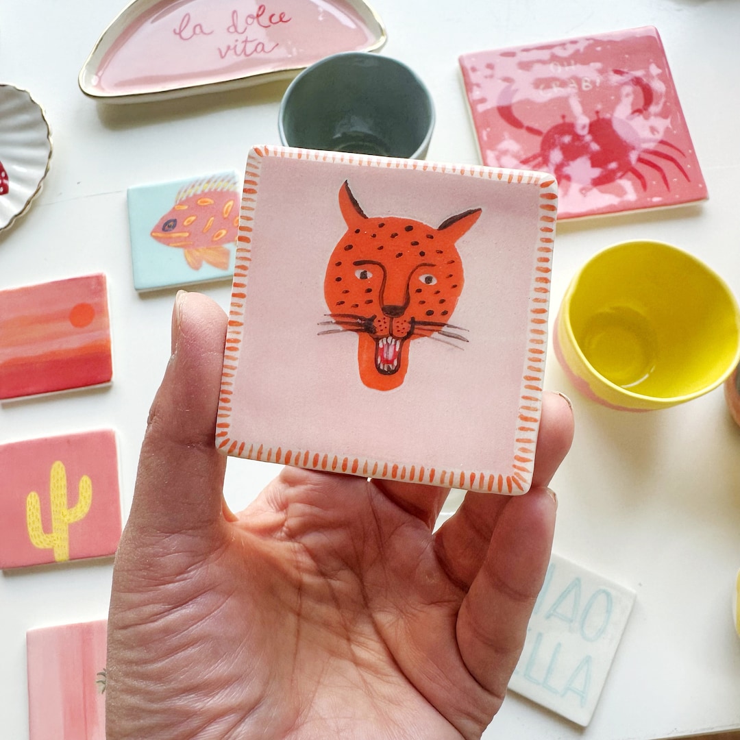 Cheeky Tiger A Playful Modern Tile - Etsy