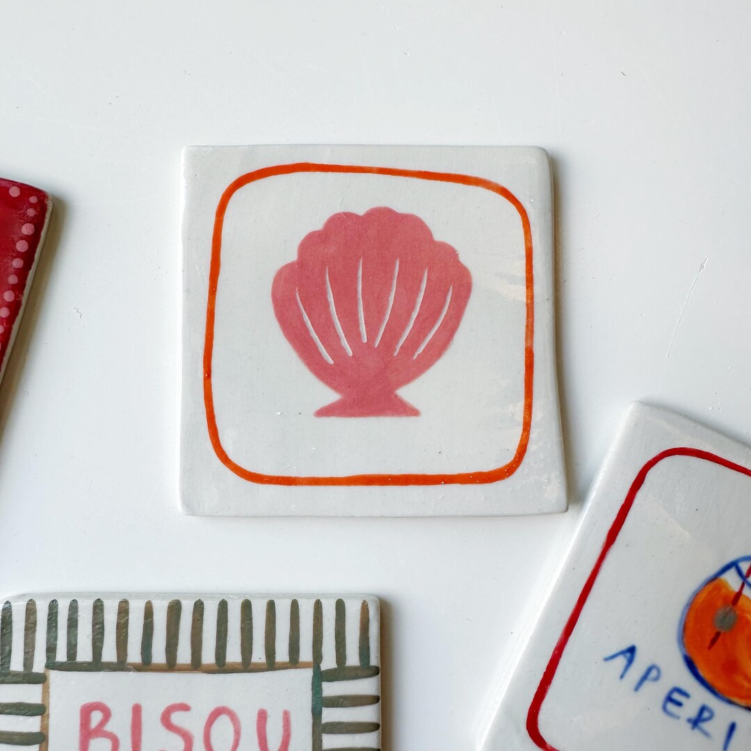 Pink Seashell Tile - A Dash of Coastal Whimsy - Etsy