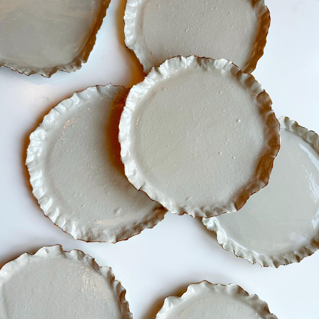 Ruffled Edge Stoneware Plates - A Touch of Elegance - Etsy
