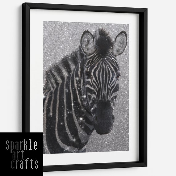 Zebra Picture Print Wall Art A3 A4 Silver Multicoloured Real | Etsy