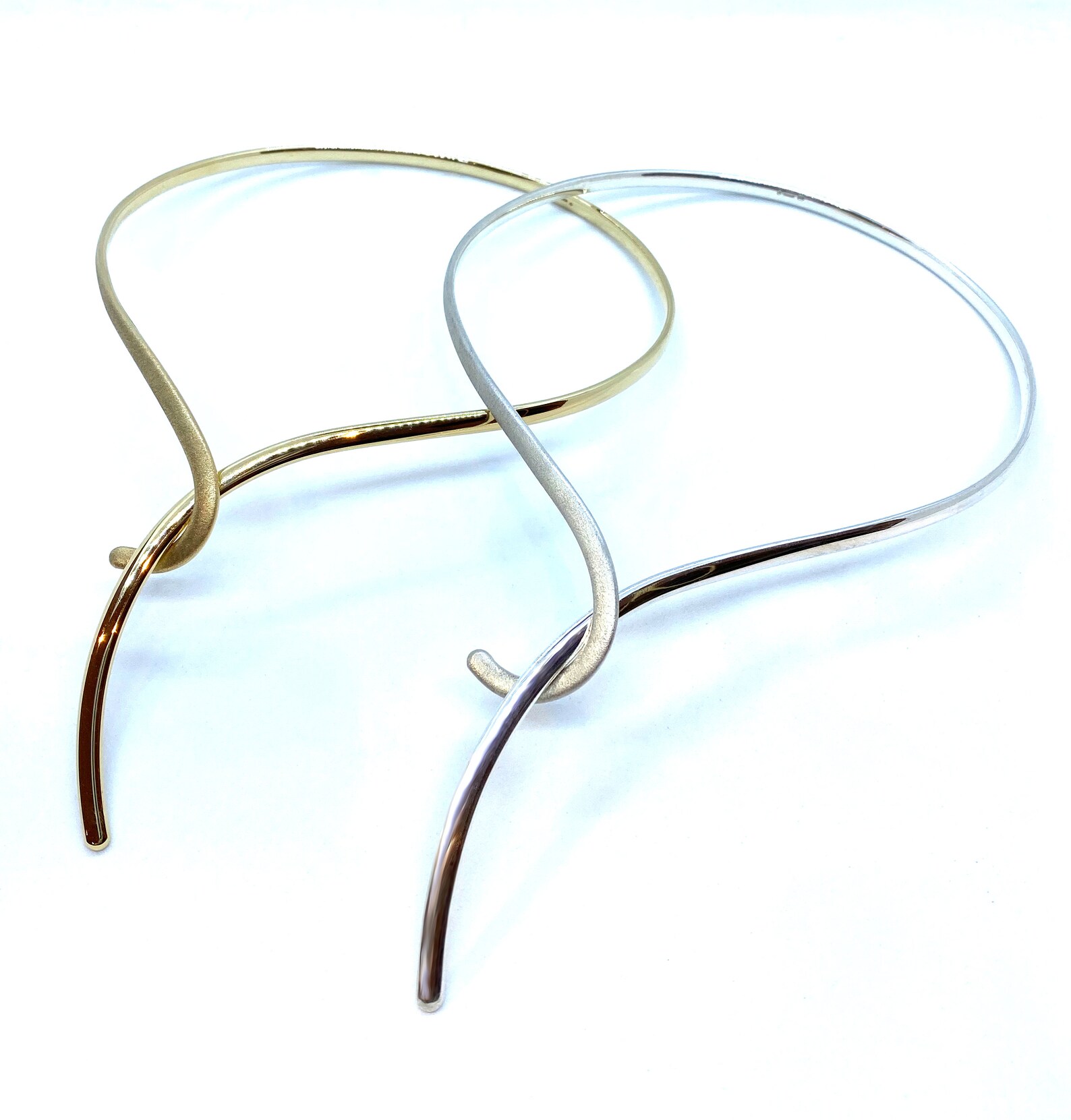 Ribbon Torc Necklet by Victoria Jane in Silver and Three Colours of 9ct ...