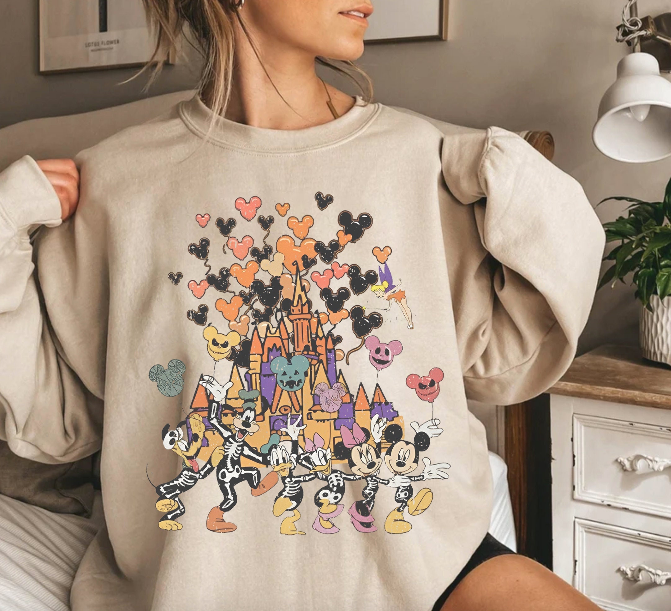 Mickey And Friends Skeleton Halloween Sweathirt, Vintage Disney ...