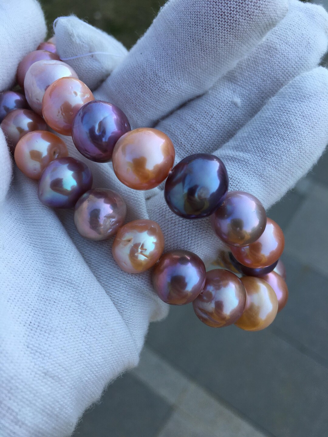 11-15mm Large Edison Pearl Strand,mixed Color Pearl Necklace,purple ...