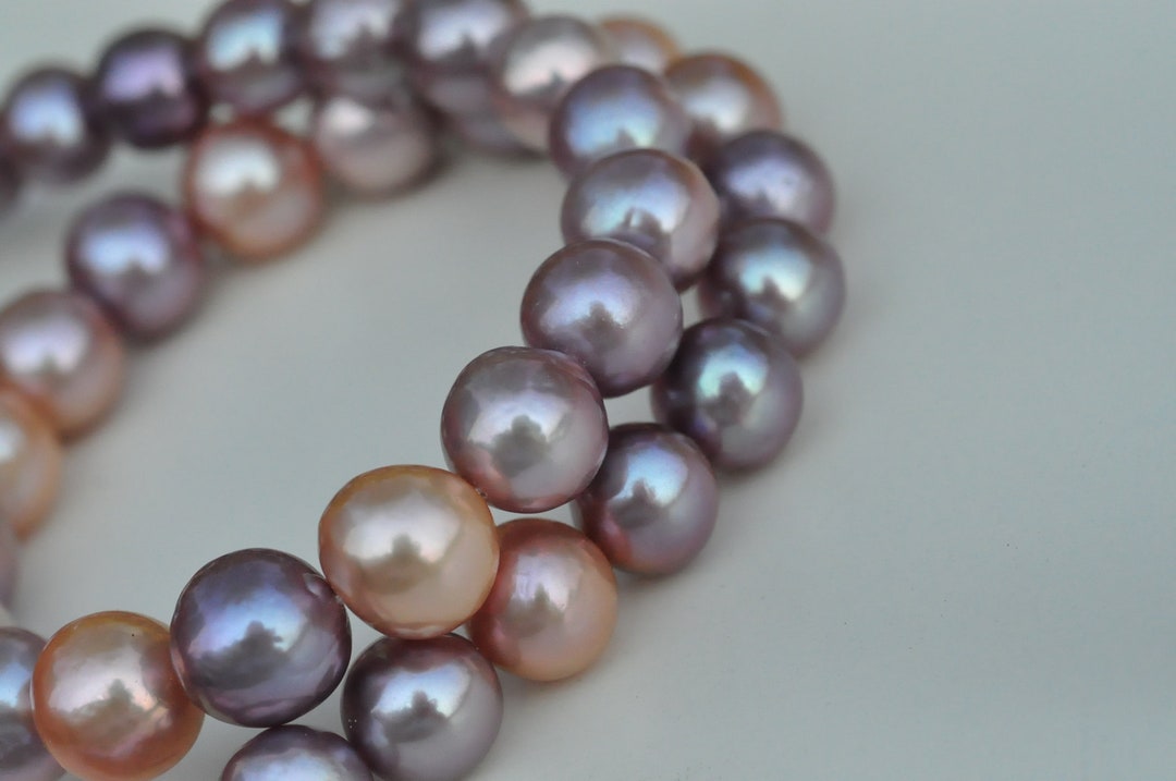 10-14mm Large Edison Pearl Strand,round Purple Pearl Beads,mixed Color ...