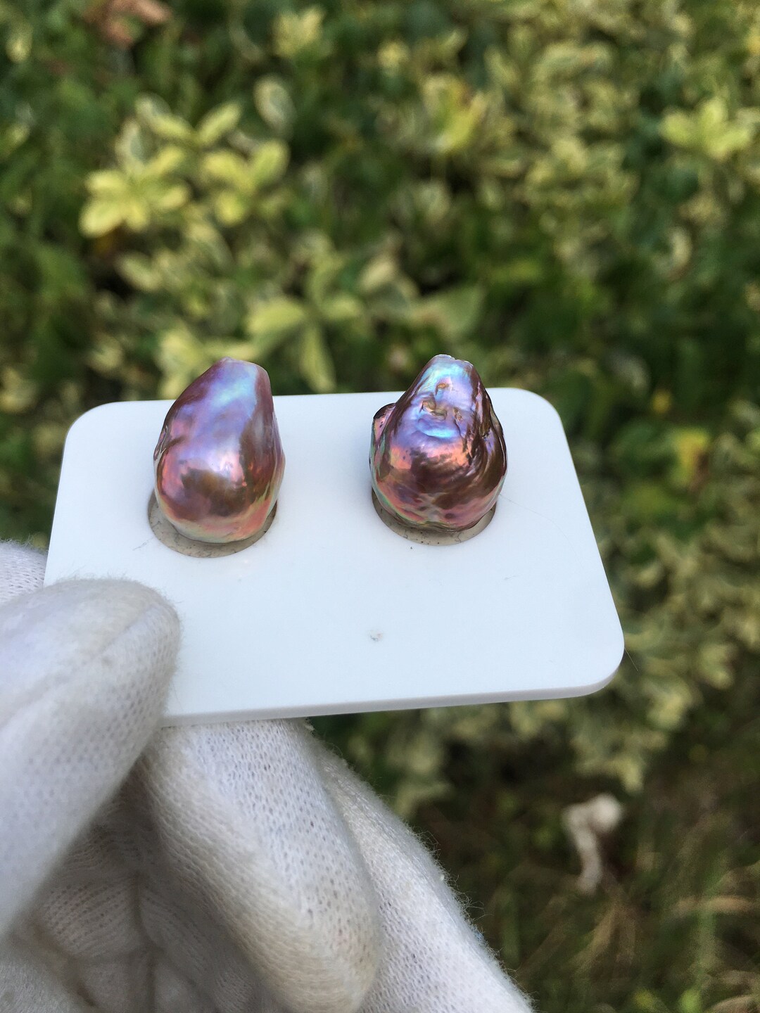 Natural Deep Metallic Purple Color Baroque Pearl Pair With Metallic ...