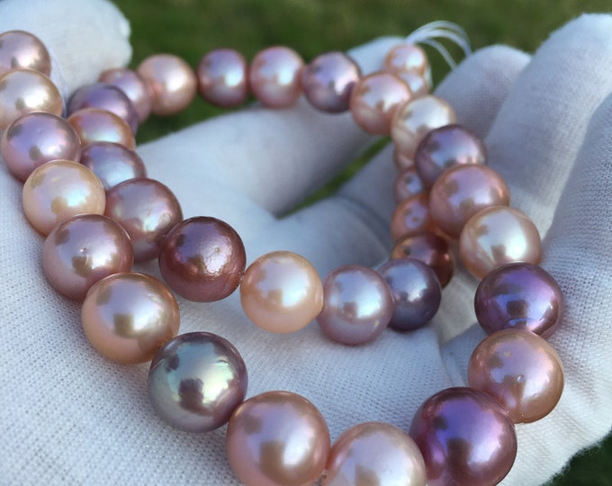 Natural Edison Pearl Strand With Pink&purple Color|semi-baroque Pearl ...