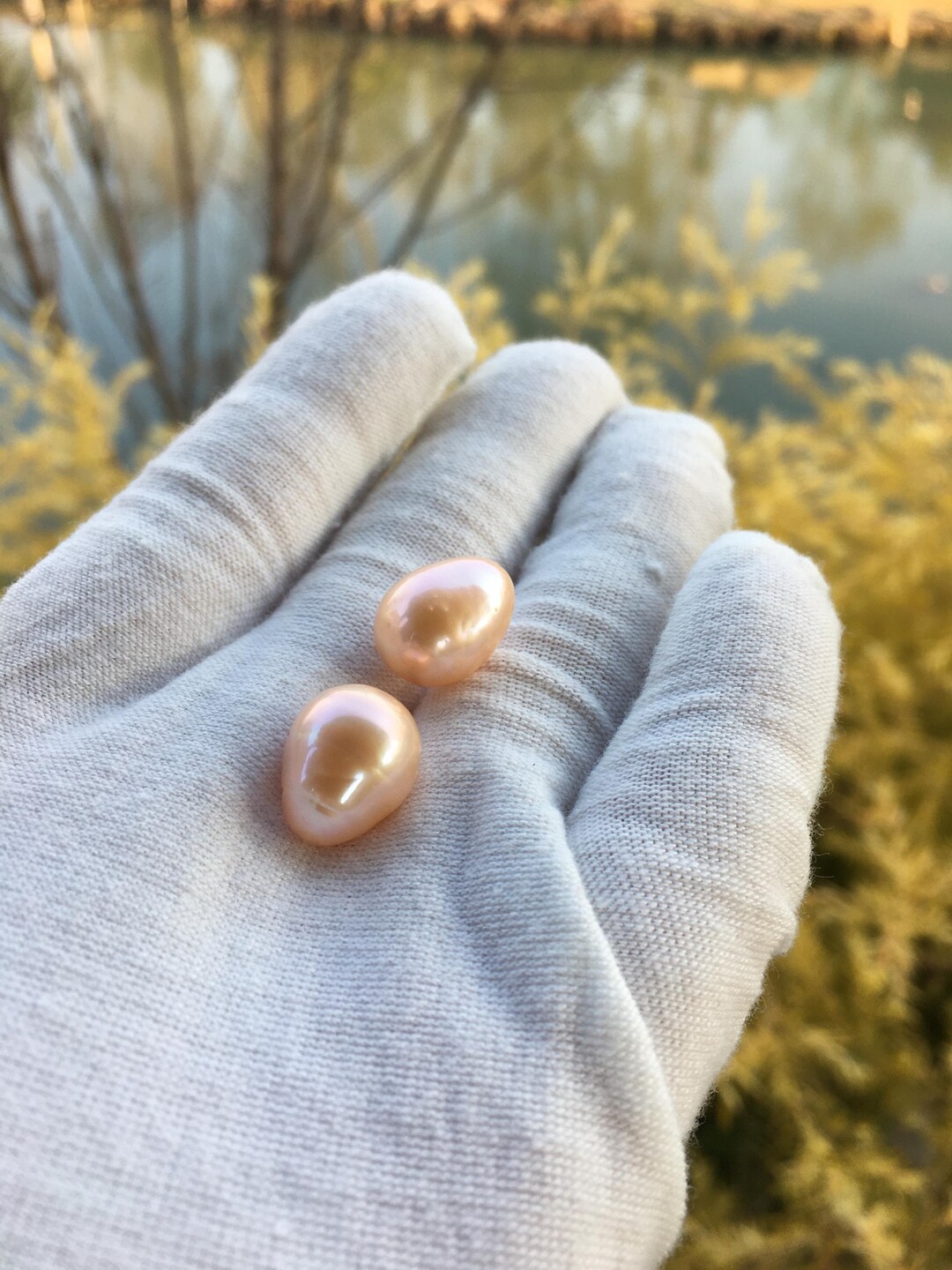 Natural Peach Color Drop Semi-baroque Lake Pearl Pair|baroque Pearl ...