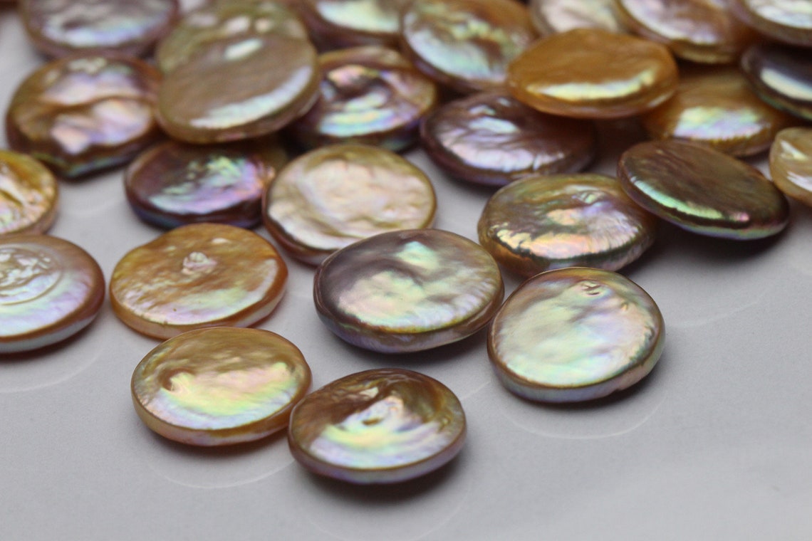15-18mm Super Large Coin Pearl Wholesale Price Natural Golden - Etsy