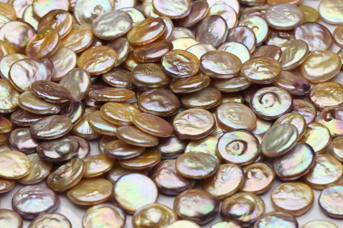 15-18mm Super Large Coin Pearl Wholesale Price Natural Golden - Etsy