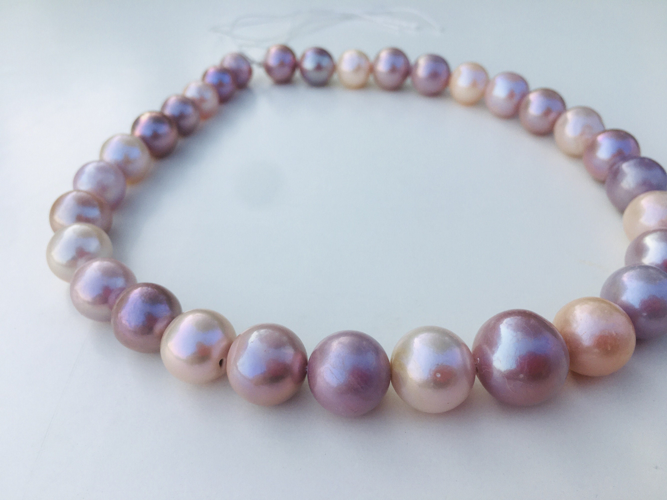 11-17mm Very Large Edison Pearl Necklace,mixed Color Strand,round Fresh ...