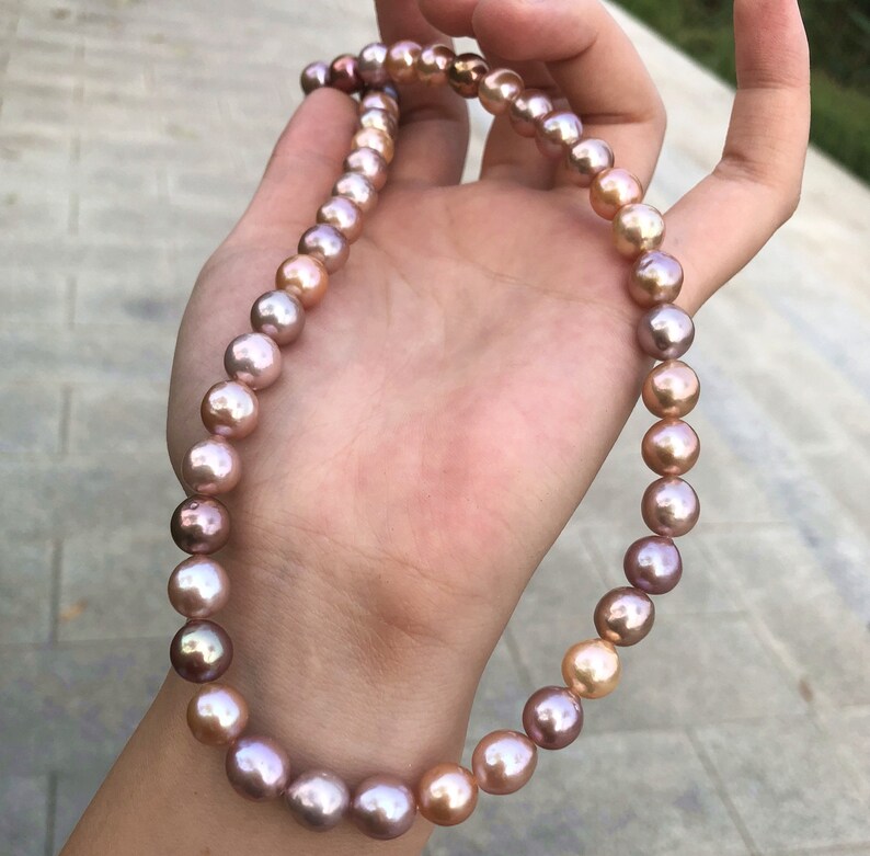8-9mm Multi-color Pearl Strand,purple Pearl Beads,round Edison Pearl ...
