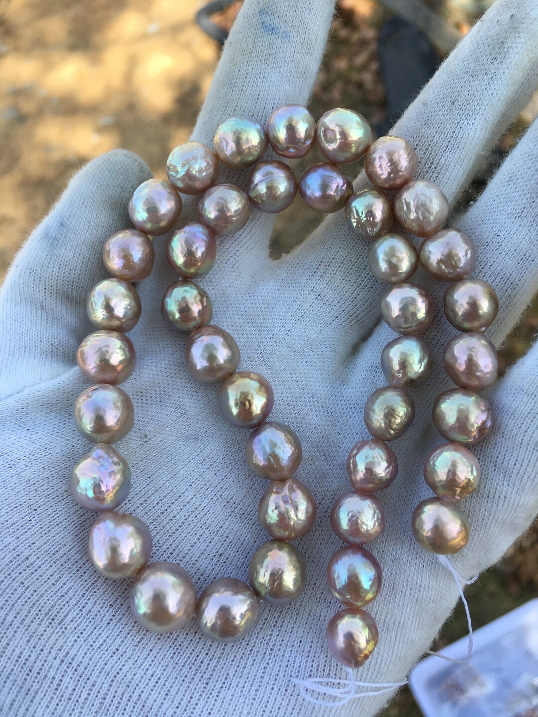 8-10.5mm Natural Metallic Green Ripple Pearl Strand,baroque Pearl Beads ...