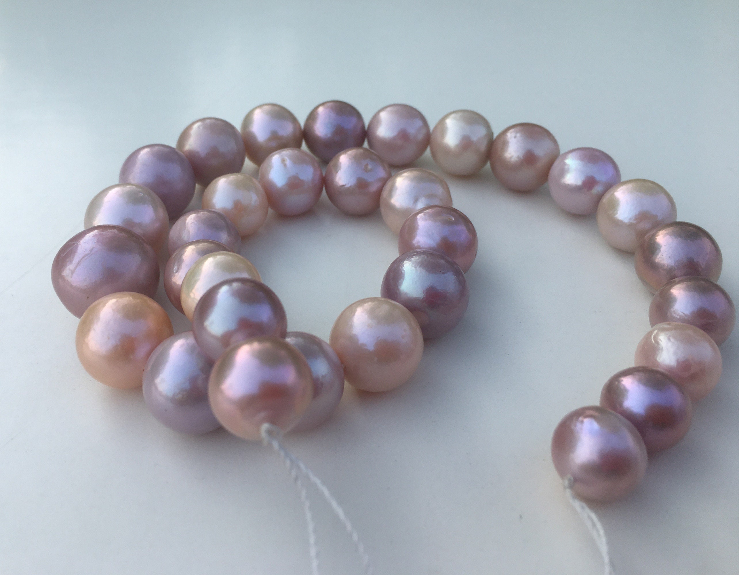 11-17mm Very Large Edison Pearl Necklace,mixed Color Strand,round Fresh ...