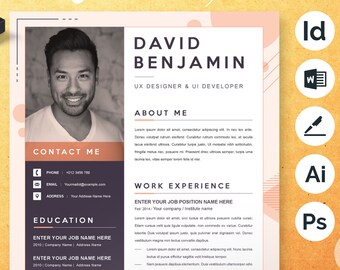 Creative Resume Modern Resume Template Cover Letter Word - Etsy