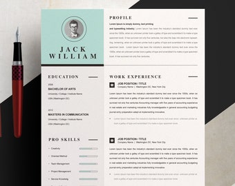 One Page Infographic Resume Template With Cover Letter | Etsy