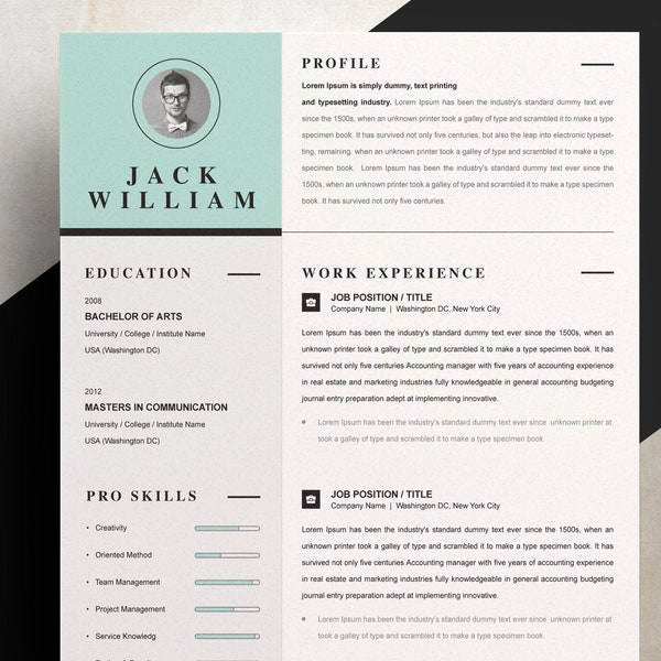 Modern Resume Template, Cover Letter, Word, Mac,a4, CV Template ...