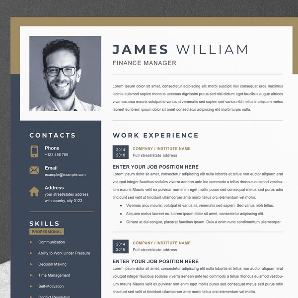 Modern Resume Template, Cover Letter, Word, Mac,a4, CV Template ...