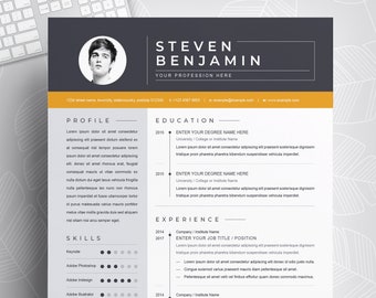 Creative Resume Modern Resume Template Cover Letter Word | Etsy