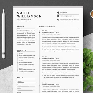 Clean Resume / CV Template With MS Word Cover Letter - Etsy