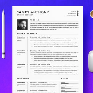CV Resume Template With Photo, Paper Stationery, CV Template, Modern ...