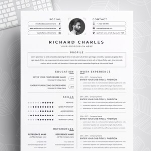 Clean and Modern Word Resume / CV Template With Cover Letter - Etsy
