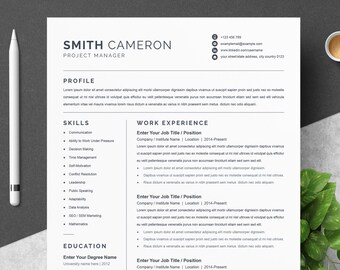 Clean and Modern Resume Template Word CV Template Cover | Etsy